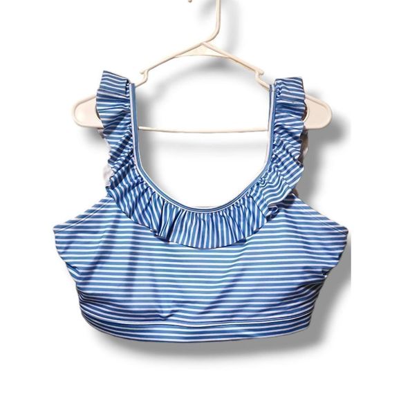 Oasis | Swim | Nwt Oasis Womensblue Striped Ruffled Sleeve Swim Suit ...